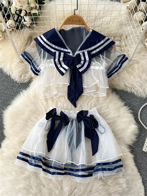 SINGREINY Women Sheer Erotic Sensual Two Pieces Sets Cosplay Hotsweet Top Thongs Preppy Mesh