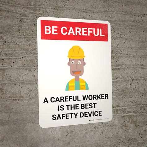 Be Careful A Careful Worker The Best Safety Device Portrait With Icon