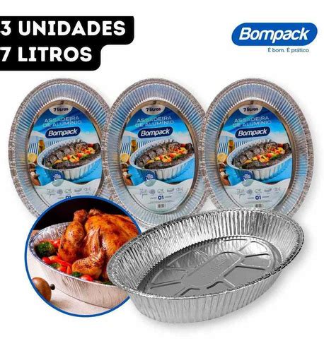 Kit Assadeira De Alumínio Forma Oval Descartável 7l 3und Parcelamento Sem Juros