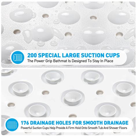 Extra Long Non Slip Bath Mat With Drain Holes And Suction Cups 39 X 16
