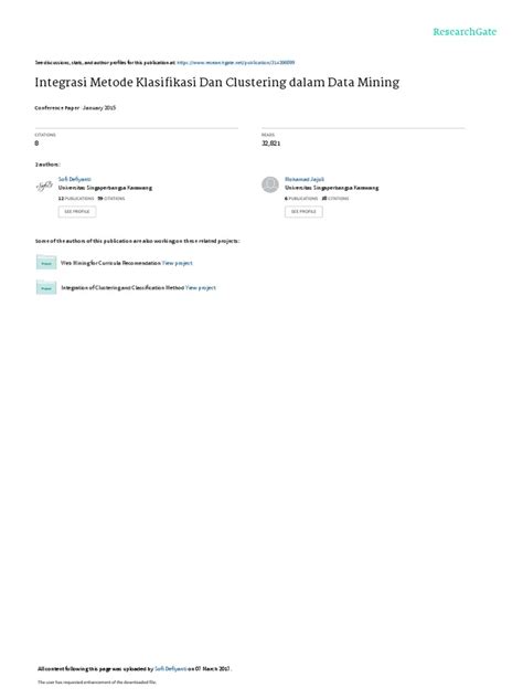 Metode Klasifikasi Dan Clustering Dalam Data Mining Pdf