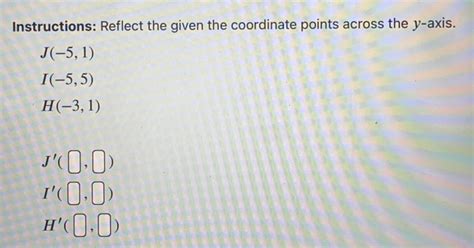Solved Instructions Reflect The Given The Coordinate Points Across