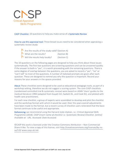 Casp Systematic Review Checklist Fillable Pdf Systematic Review