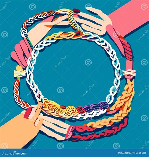 Hands Holding A Chain Around The Neck Vector Illustration In Flat