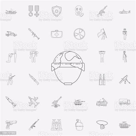 軍用ヘルメット アイコン普遍的な軍のアイコンを Web とモバイルを設定します イラストレーションのベクターアート素材や画像を多数ご用意