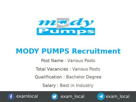 mody pumps recruitment 2024 various engineer jobs