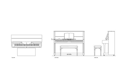 Detailed Upright Piano Free Cad Drawings