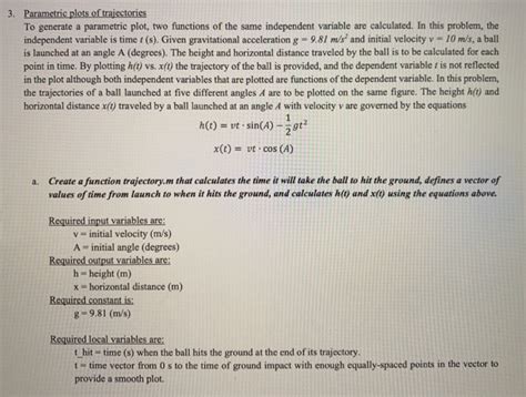 Solved Parametric Plots Of Trajectories To Generate A Chegg