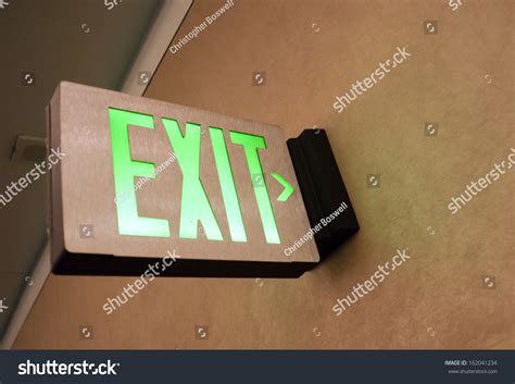 Lighted Wall Mounted Exit Sign Shows Stock Photo Shutterstock