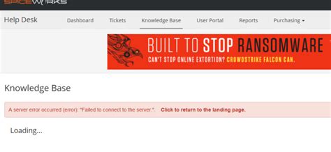 Error When Accessing Knowledge Base Spiceworks Spiceworks Support