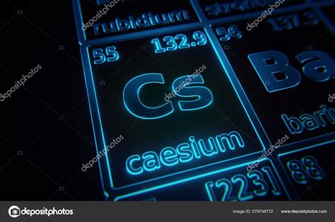 Focus Chemical Element Caesium Illuminated Periodic Table Elements