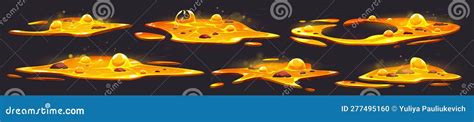Hot Liquid Lava Puddle Fx With Orange Bubble 2d Stock Illustration