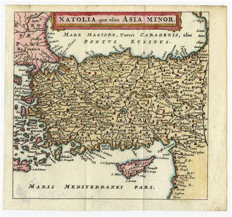 Antique Map Of Asia Minor By Cluver 1685