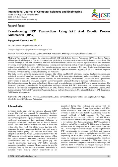 Pdf Transforming Erp Transactions Using Sap And Robotic Process Automation Rpa