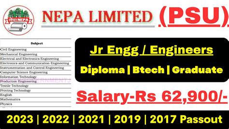 NEPA Ltd Recruitment 2023 Civil Engineer Job Mechanical Engineer