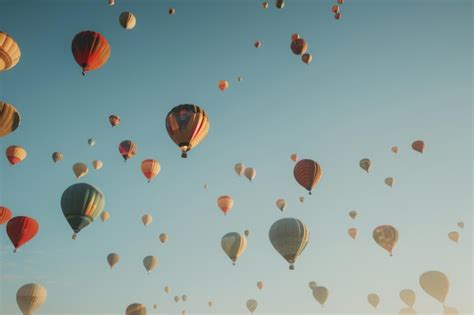 Premium Photo Hot Air Balloons Floating In The Sky Generative Ai