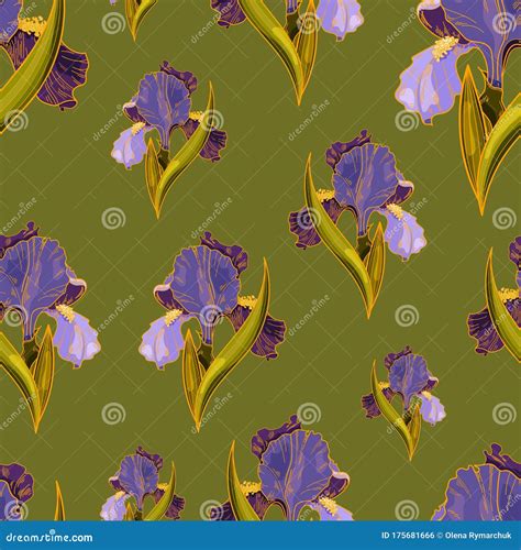 Seamless Vector Iris Pattern Stock Vector Illustration Of Iris Linens