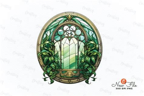 Emerald Stained Glass Arched Window Graphic By Crafticy · Creative Fabrica