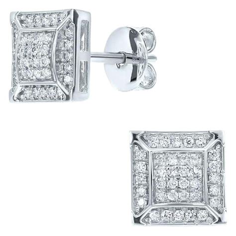 Panim Signature Round Illusion Diamond 18k White Gold Stud Earrings For