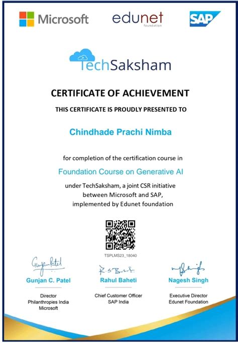 Prachi Chindhade On Linkedin Sap Microsoft Generativeai Edunet