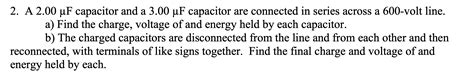 Solved 2 A 2 00μF capacitor and a 3 00μF capacitor are Chegg com