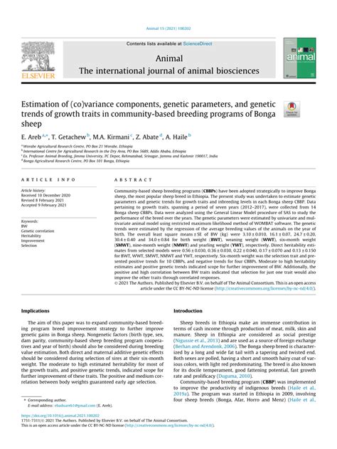 Pdf Estimation Of Covariance Components Genetic Parameters And Genetic Trends Of Growth