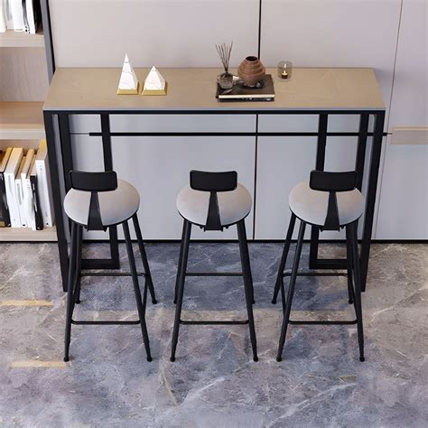 Modern 1345 Pieces Bar Table Set Rectangle Stone Counter Table With