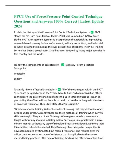 Ppct Use Of Force Pressure Point Control Technique Questions And