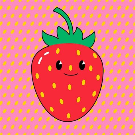 Personaje De Dibujos Animados De Fresa Vintage En Diseño Plano De