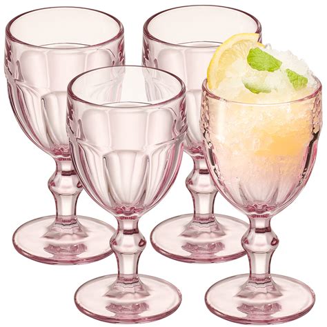 B Brilliant Glass Goblet Set Of 4 Pink Goblet Glasses
