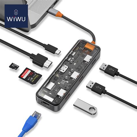Wiwu Cyber系列usb C Hub透明八合一多功能集線器 Cb008 澎湃精準