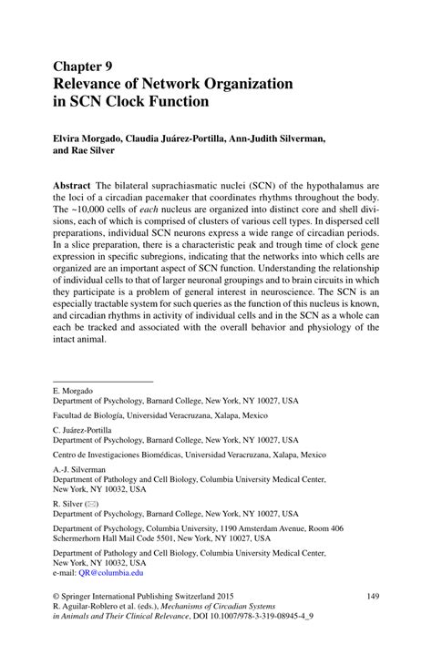 Pdf Relevance Of Network Organization In Scn Clock Function