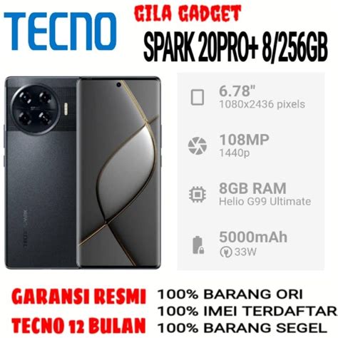 Jual TECNO SPARK 20 PRO 8 256GB GARANSI RESMI Shopee Indonesia