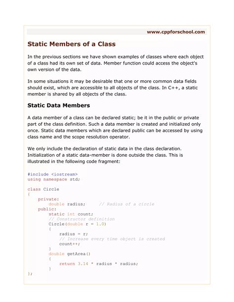 Chapter22 Static Class Member Example Pdf