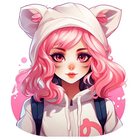 Premium Photo Anime Girl With Pink Hair And A Cat Ears Generative Ai