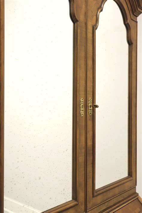 BAKER Georgian Walnut Bonnet Top Secretary Desk With Mirrored Blind