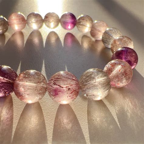 Natural Super Seven 9 8mm Bracelet Amethyst Clear Quartz Smoky
