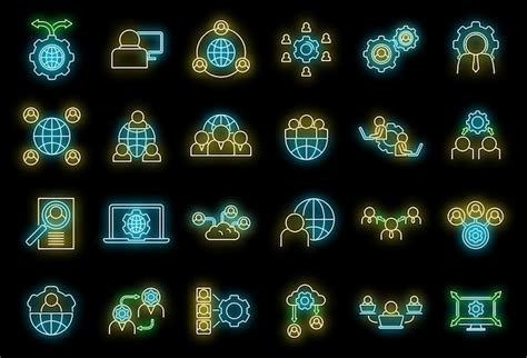 Premium Vector Smart Outsource Icons Set Vector Neon