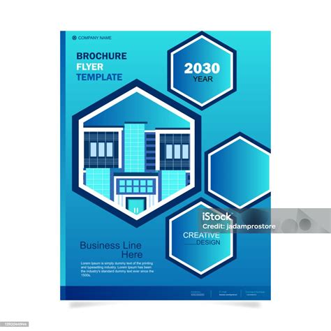 Brosur Geometris Segi Enam Desain Desain Template Ilustrasi Stok