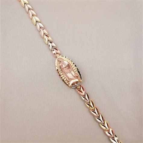14k Gold Tri Color Virgencita Bracelet