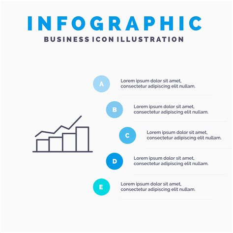 Growth Chart Flowchart Graph Increase Progress Line Icon With 5 Steps Presentation Infographics