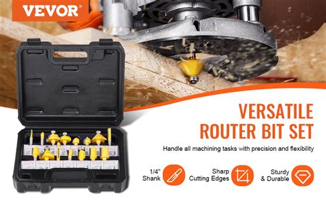 Vevor Router Bits Set 15 Pieces Carbide Router Bit 1 4 Inch Shank