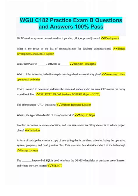 Wgu C182 Practice Exam B Questions And Answers 100 Wgu C182 Practice Stuvia Us