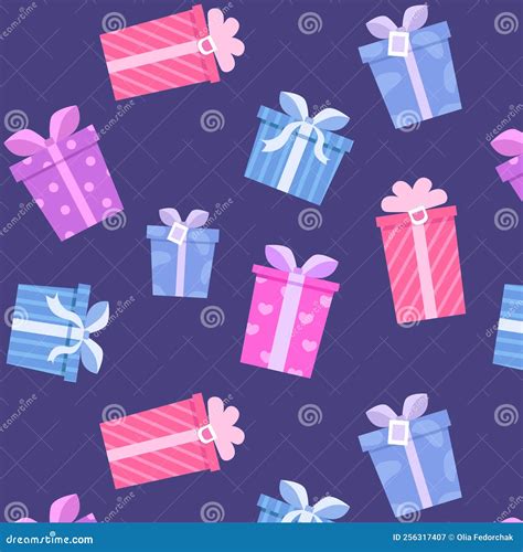 Seamless Pattern With T Boxes Wrapping Paper For Christmas Or