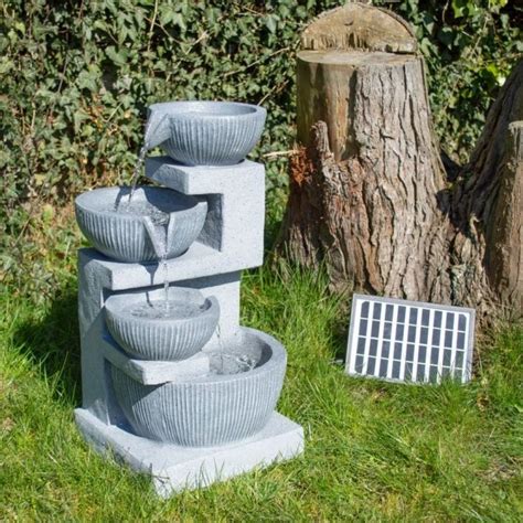 Solcelle Fontæne Med Batteri Stenkrukker