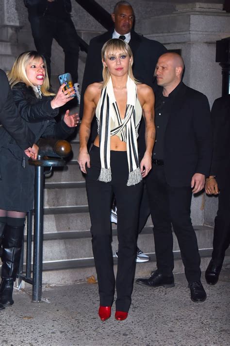 Miley Cyruss Scarf Crop Top After The Marc Jacobs Show Popsugar