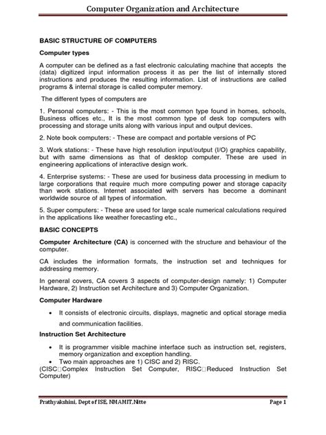 Co Unit 1 Notes Pdf Computer Data Storage Central Processing Unit