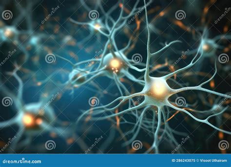 Neural Networks Electrical Impulses In The Human Brain Several Neurons Stock Illustration