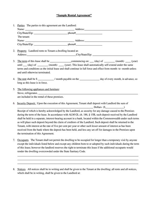 Easy Printable Lease Agreement