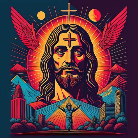 Premium AI Image King Jesus Christ Colorful Vector Art Illustration